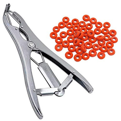 MACGOAL Castration Tool and 100 Pieces Rubber Bands Castrator Bander Castration Plier Castration ...