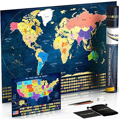 Mapamondo Scratch off Map of the World and US Map Poster Detailed ...