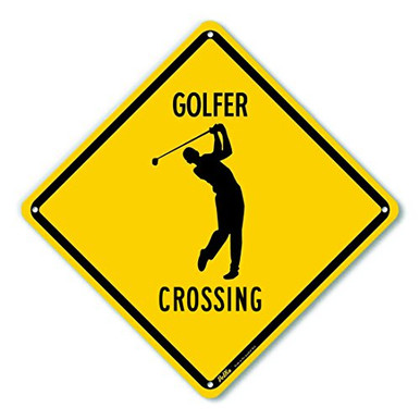"Golfer Crossing" Aluminum Sign, Black Text with Yellow Background 10 ...