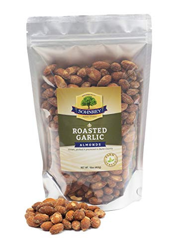 Roasted Garlic Almonds 16oz Bold Seasoned Flavored Steam Pasteurized ...
