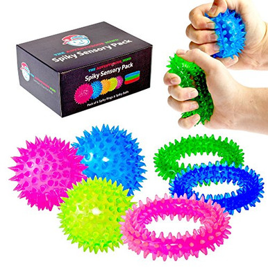 Sensory Spiky Set - 3 Spiky Fidget Rings & 3 Spiky Stress Balls - Best ...