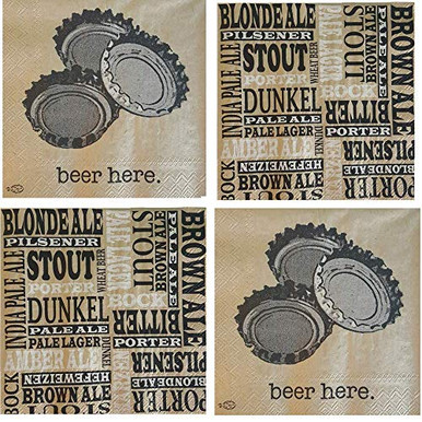 Beer Themed Cocktail Napkins Assorted Variety Pack 40 total paper ...