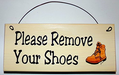 Please Remove Your Shoes Sign with Boot Decoration - Warehousesoverstock