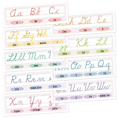 Cursive Alphabet Line for Classroom Wall - Spanish (Multicolor), Set of ...