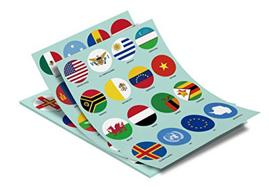 World Flags Stickers 224 Countries and Regions Plus UN and EU Large ...