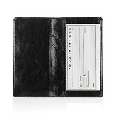 Leather Checkbook Cover Holder with Free Divider Right and Left Handed ...