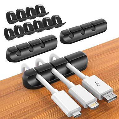 3Pack Adhesive Cable Clips,10 Reusable Cable Ties, Cord Holder for ...
