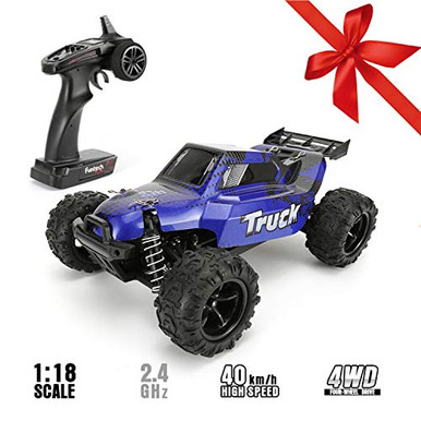 FUNTECH RC Car 1/18 Scale Remote Control Car Off Road 4WD Monster RC ...