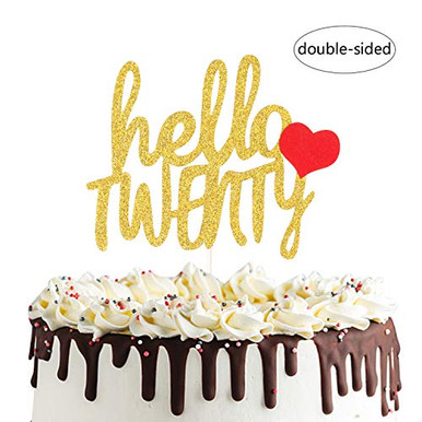 Hello Twenty Cake Topper for Cheers to 20 YearsHello 20 Happy 20th ...