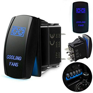 Cooling Fans Rocker Switch 5Pin Laser On Off Blue LED Light 20A 12V 10A ...