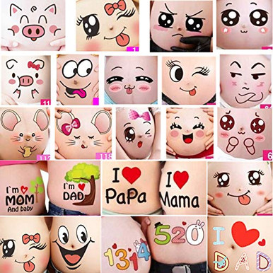 24 Pack Funny Facial Expressions Stickers Pregnant Babies Bump Belly ...