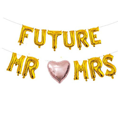 Future Mr & Mrs Balloon, Future Mr & Mrs Banner Rose Gold Party ...