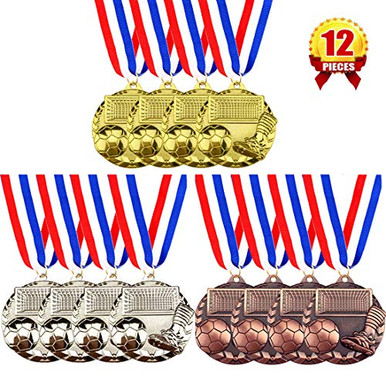 SEDOPLK 12Pcs Small Soccer Medals Metal Winner Gold Silver Bronze Award ...