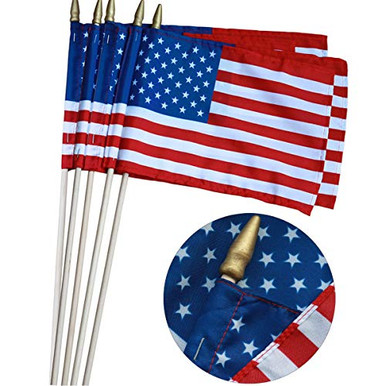 Pack of 12 - US Stick Flag Standard 8 x 12 Inch Spearhead Handheld ...