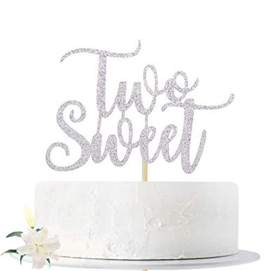 Sliver Glitter Two Sweet Cake topper for Cute Baby Girl and Boy 2nd ...