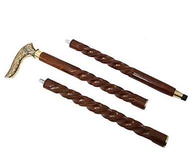 Antique Nautical Walking Cane Vintage Stick Brass Handle Embossed Canes ...