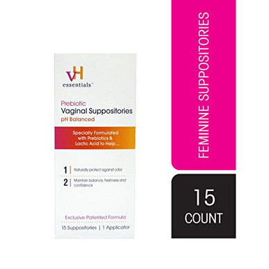 vH essentials pH Balanced Vaginal Suppositories - 15 count Box ...