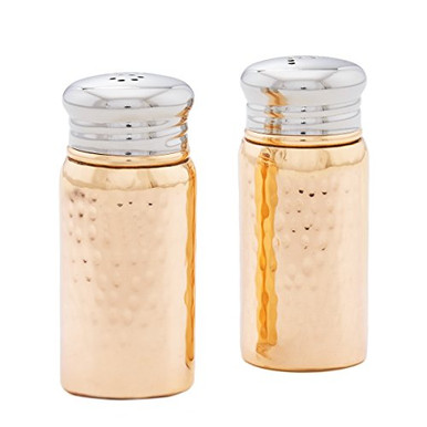 Old Dutch Hammered Copper Salt & Pepper Set with Round Top, 3" H. Salt ...