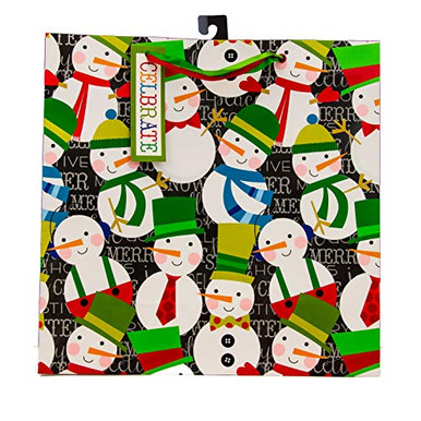 The Gift Wrap Company 12 Count Square Xmas Gift Bags Large Snowball ...