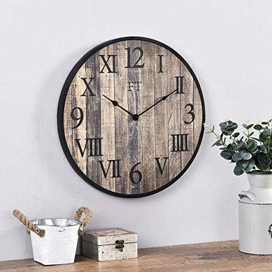 FirsTime & Co. Rustic Barnside Wall Clock, American Crafted, Dark Wood ...