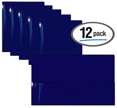 Extra Heavyweight Blue Plastic 2 Pocket Portfolio Folders 12 Pack ...