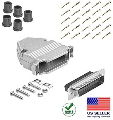 CompuCablePlusUSAcom Best DB25 Male Connector Kit DB25 Male Crimp Type ...
