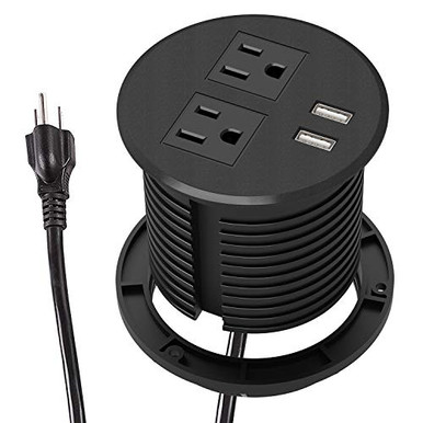Desktop Power Grommet with USB, Round Grommet Desktop Outlet with 2 AC ...