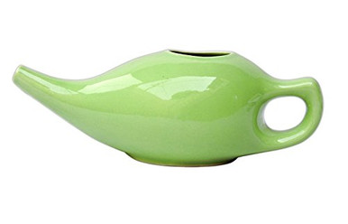 HealthGoodsIn Porcelain Ceramic Neti Pot Green Color for Nasal ...