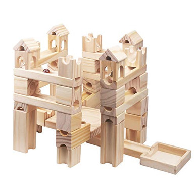 Onshine Wooden Marbles Run Block Toy Solid Wood Building Blocks Set ...