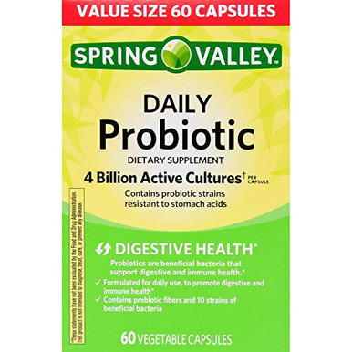 Spring Valley Daily Probiotic Vegetable Capsules 4B CFU 60 Ct ...