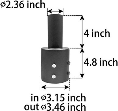 Reducer Tenon Adapter for 3 inch Round Pole Bracket Single Vertical ...