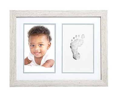 Kate Milo Rustic Baby Footprint Photo Frame and Ink Kit Woodland ...