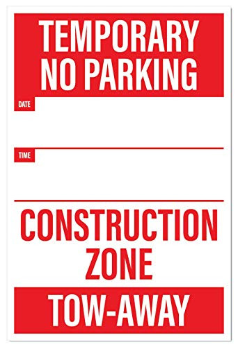 Temporary No Parking Sign Large Notices for Construction Sites Pack of ...