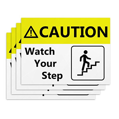 Watch Your Step Signs - 4 Pieces - Rust Free - Clear & Visible Text ...
