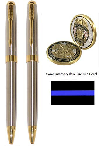 Stainless Steel and Gold Detective Pens Police Gift Office Pen For ...