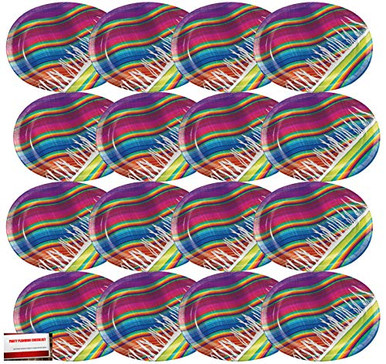 16 Pack Serape Fiesta Oval Paper Plate Platters Premium Strength Plus ...