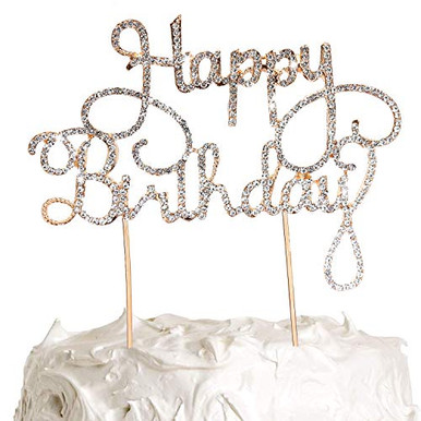 PartyWoo Happy Birthday Cake Topper Gold Rhinestones Cake Topper 67 ...