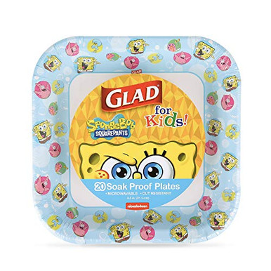Glad for Kids Spongebob Squarepants Paper Plates 20 Count 85 Inches ...