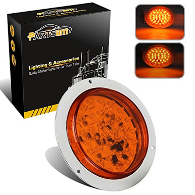 Partsam 4 inch 40 LED Round Amber Yellow Stop Tail Turn Signal Marker ...