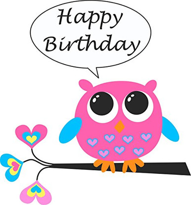 Owl Happy Birthday Edible Cake Image Topper 8 Inch Round ...