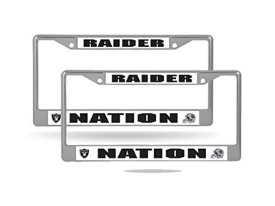 Las Vegas Raiders Nation NFL Chrome Metal (2) License Plate Frame Set ...