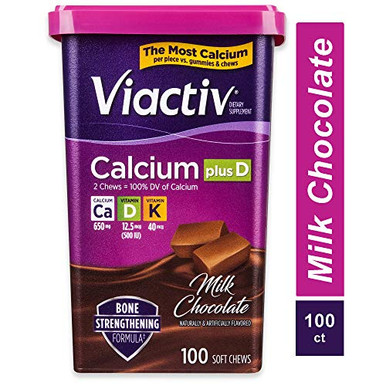Viactiv Calcium Vitamin D3 Supplement Soft Chews Milk Chocolate 100 ...