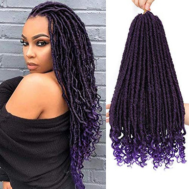 Straight Goddess Locs Crochet Hair Purple Faux Locs With Curly Ends ...