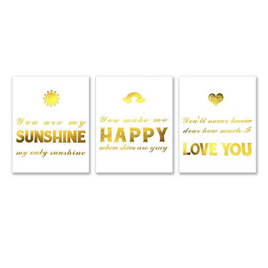 LHIUEM You Are My Sunshine Motivational Quotes Gold Foil Art Print ...