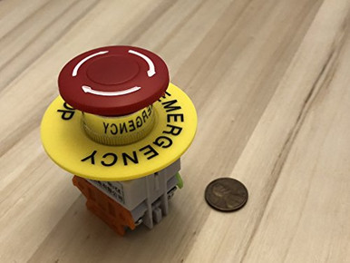 YELLOW Ring 660V 10A 40mm Red Sign Emergency Stop Switch Mushroom Push ...