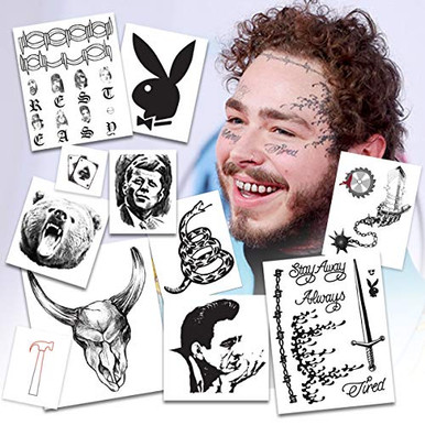 FashionTats UPDATED 2020 Rapper Inspired Temporary Tattoos 35 Face Neck ...