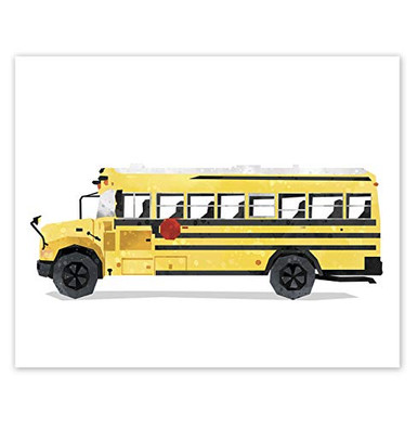 School Bus Print Nursery Wall Art Bus Poster Vehicles Kids Room Decor ...