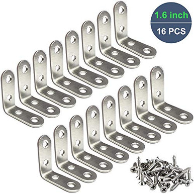 YEWLACA 16 PCS Stainless Steel Corner Braces L Bracket for Wood 40mm x ...