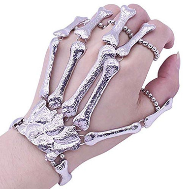 Deniferymakeup Exaggerate Metal Skeleton Bracelet Halloween Accessories ...