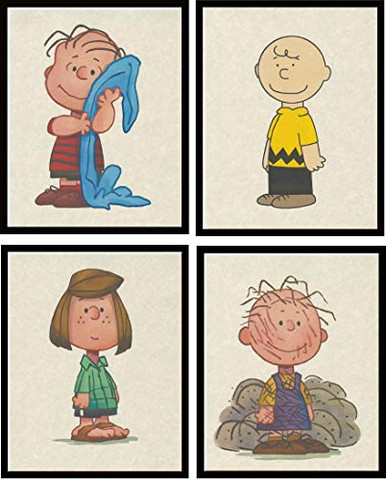 Set of 4 Charlie Brown Cartoon Characters Children's Prints Artwork ...